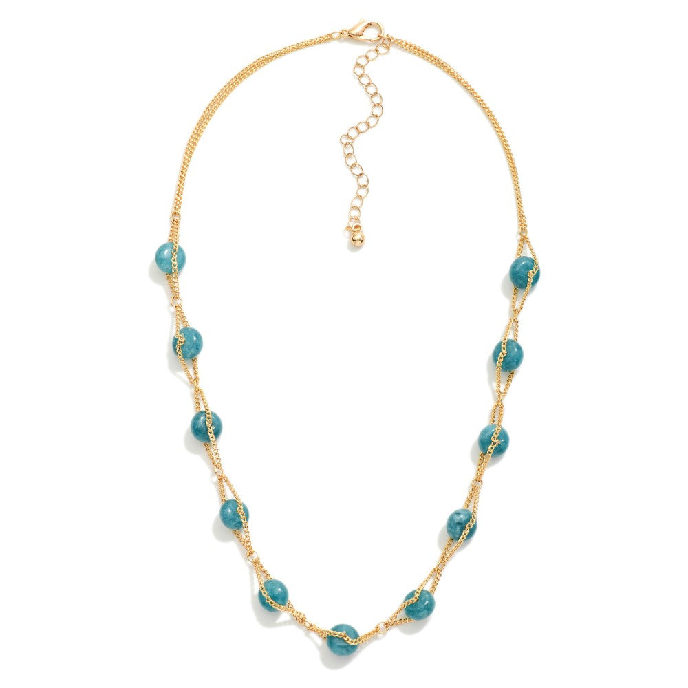 Intertwined Chain Link & Stone Beaded Necklace – Blue Dahlia Designs