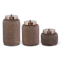 Antique Copper Diamond Embossed Glass Container – Blue Dahlia Designs