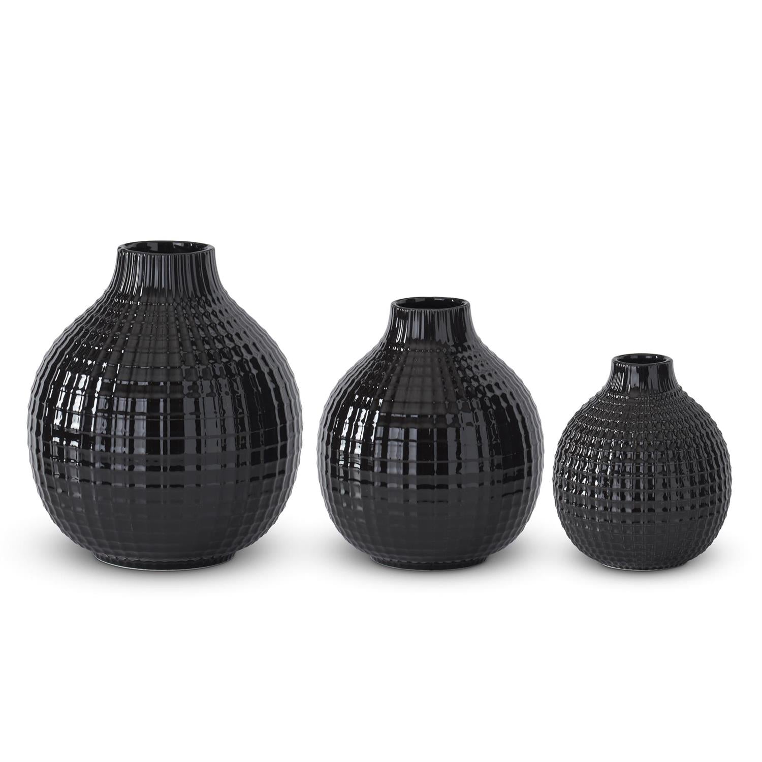 Glossy Black Ceramic Grid Vases – Blue Dahlia Designs